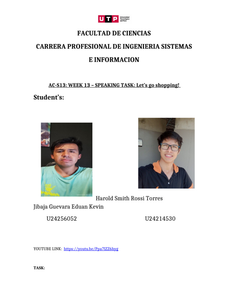 Speaking Task TASK13 | PDF