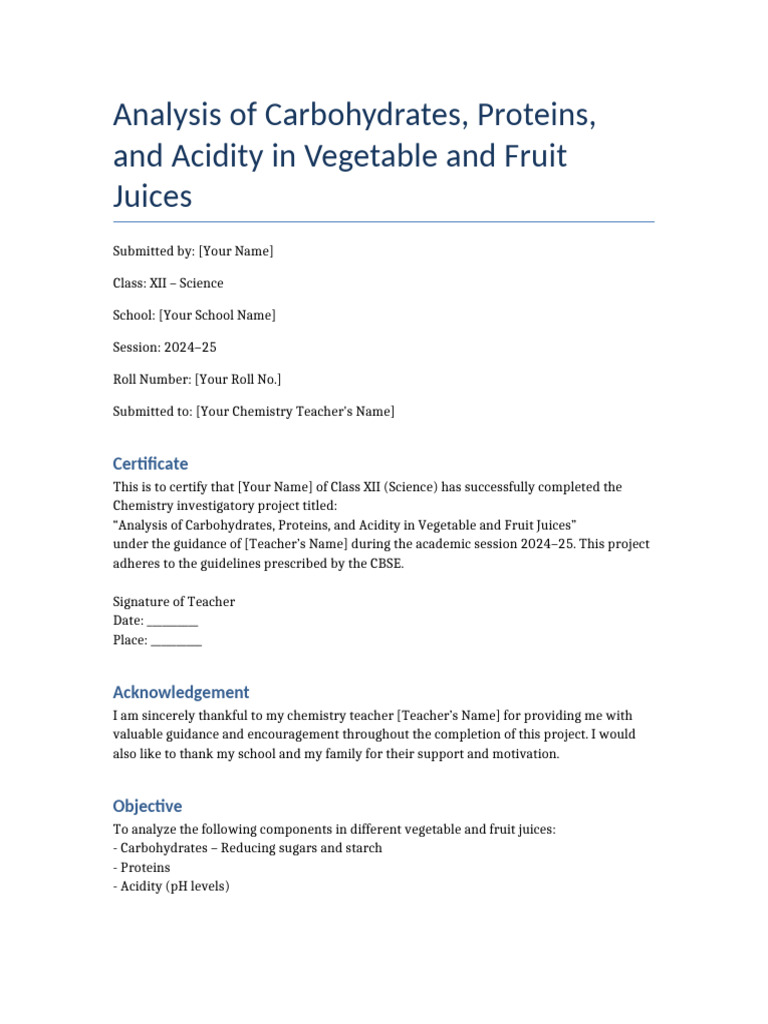 Fruit Juice Nutritional Analysis Project | PDF | Juice | Diet & Nutrition