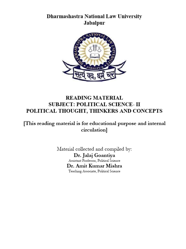 Reading Material Pol. Sci. - II Mod. 1-1-11 | PDF | Plato | Justice