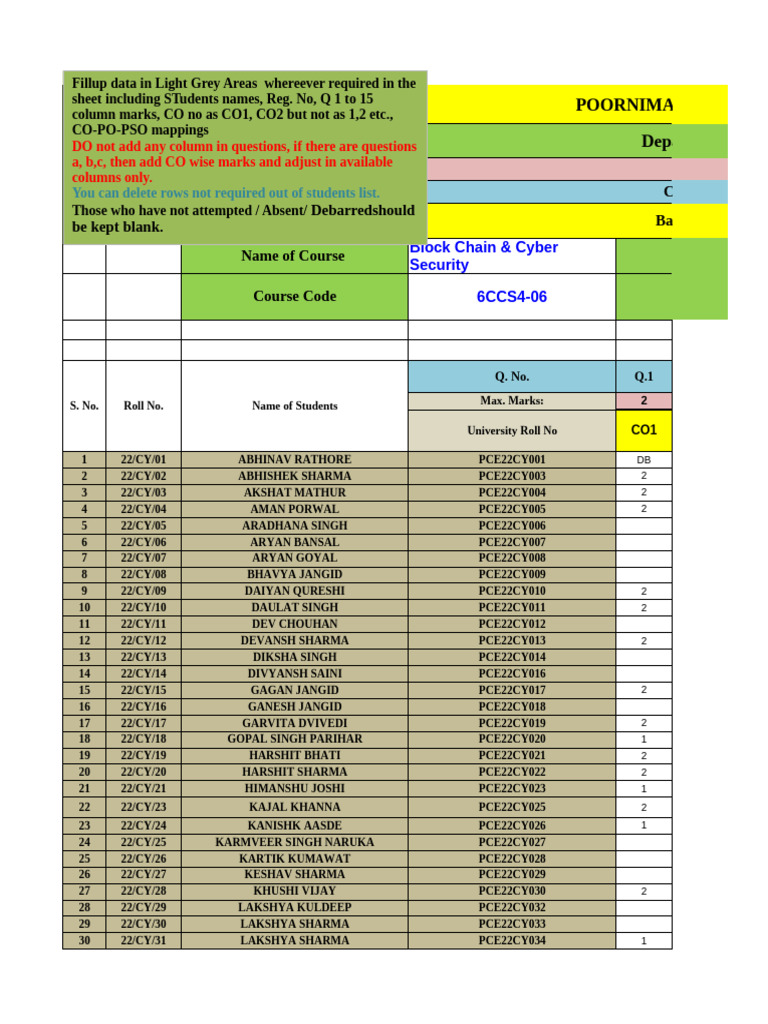 CO Attainment Report for Batch 2022-26 | PDF | Computing | Data