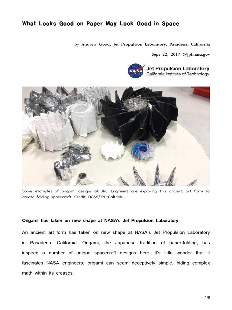 What Looks Good On Paper May Look Good in Space | PDF | Jet Propulsion ...