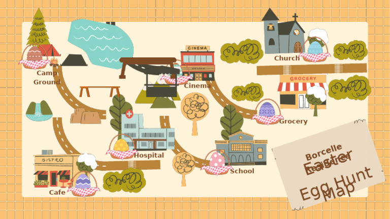 Yellow and Orange Cute Playful Easter Egg Hunt Map | PDF