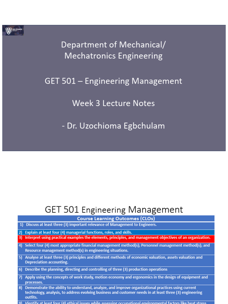 Engineering Management Week 3 Notes | PDF | Goal | Goal Setting