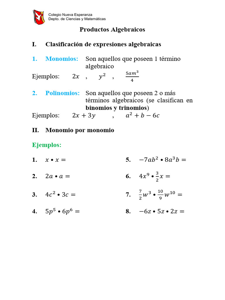 1M Productos Algebraicos | PDF | Análisis numérico | Álgebra