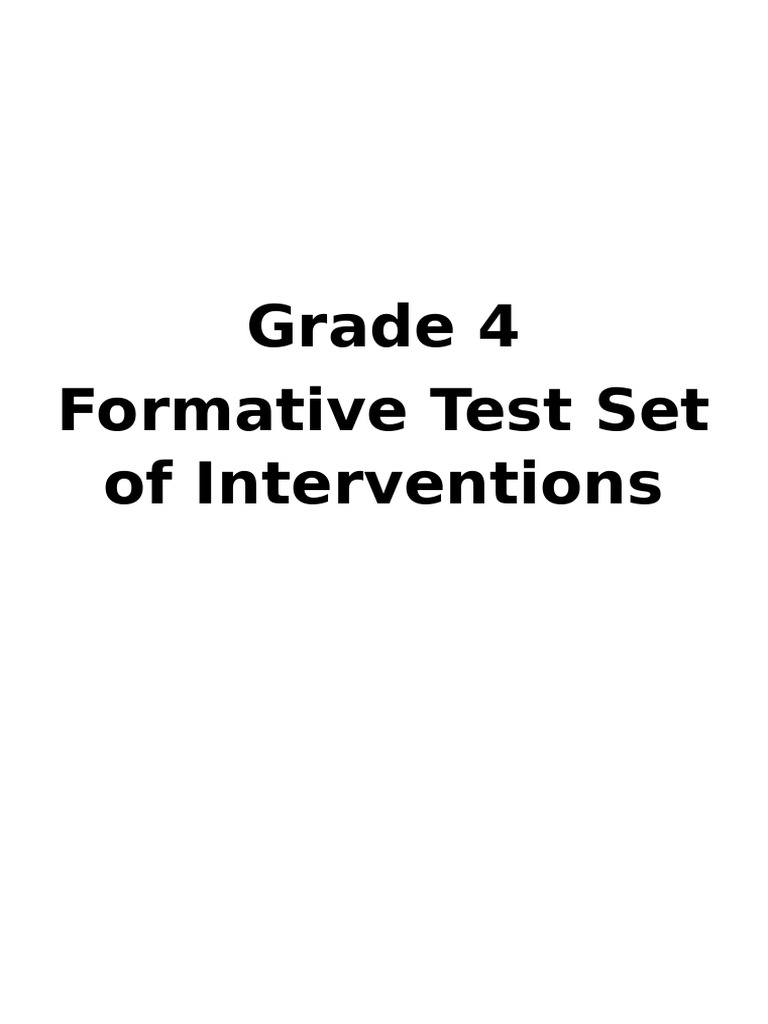 Grade 4 Formative Test Intervention (LITERACY - ENGLISH) | PDF ...
