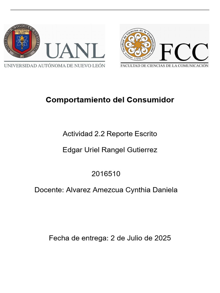 2.2 - Actividad 2.2 Reporte Escrit-URIEL | PDF | Percepción | Comportamiento