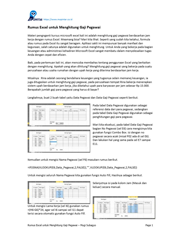 Rumus Excel Untuk Menghitung Gaji Pegawai | PDF