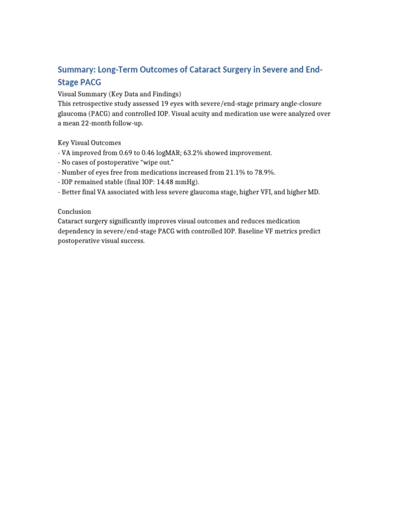 Fu Severe PACG Summary | PDF