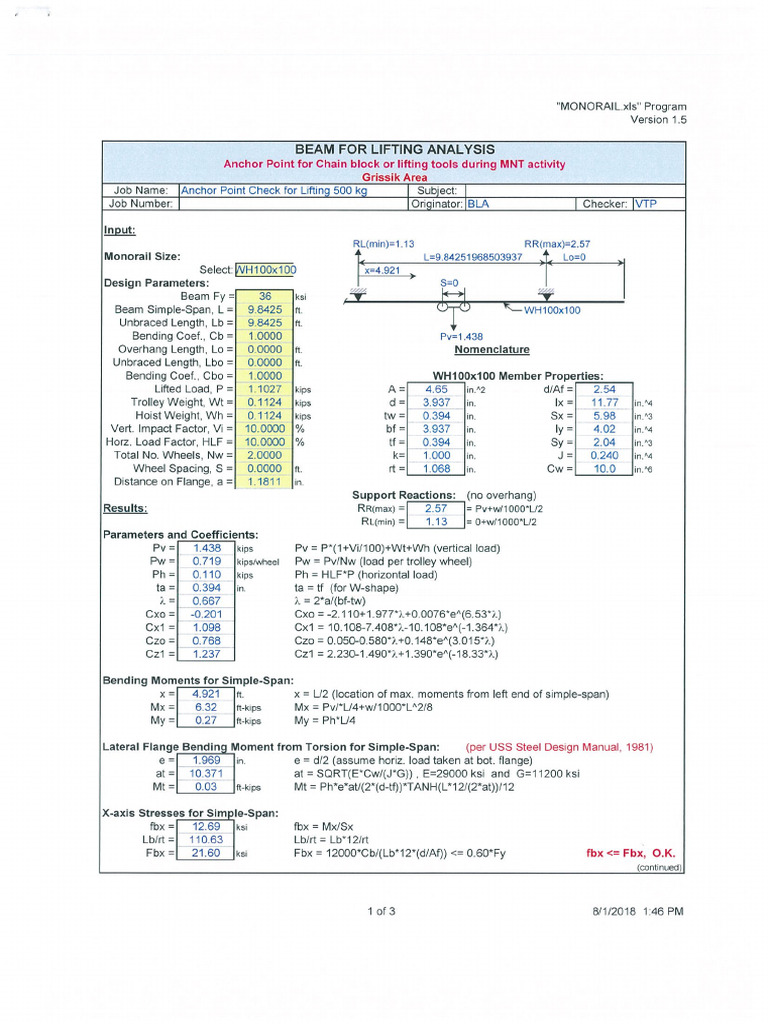 Beam Structure Calculation - 1 | PDF
