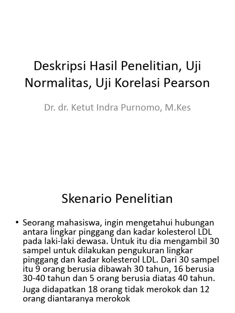 Statistik Deskriptif, Uji Normalitas, Korelasi Pearson | PDF