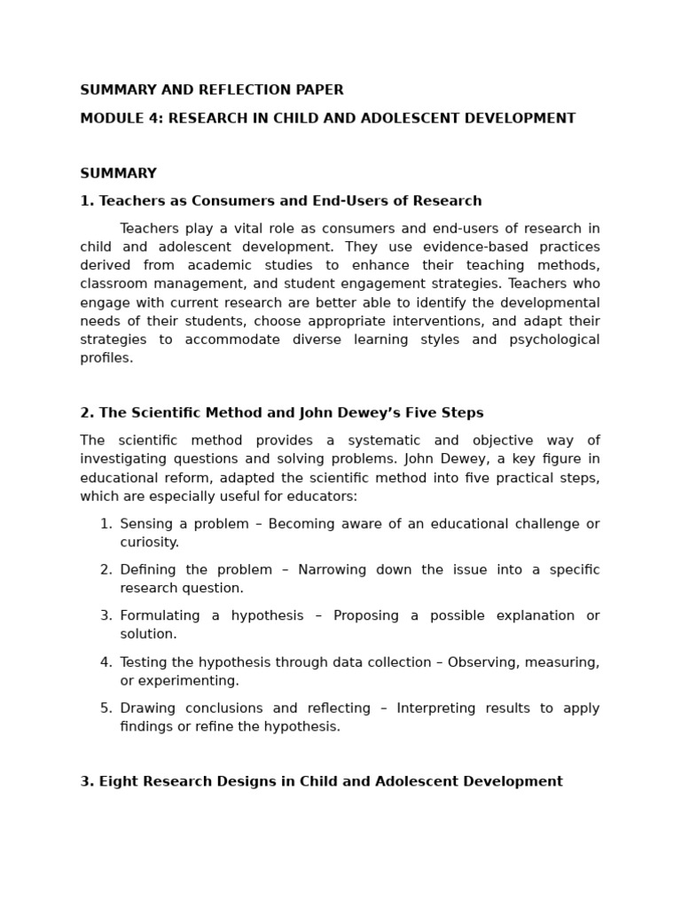 Module 4 - Research in Child and Adolescent Development | PDF ...