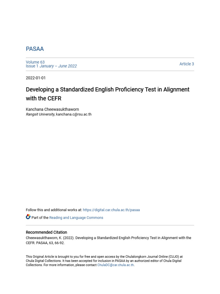 Standardized English Test Development CEFR | PDF | Learning
