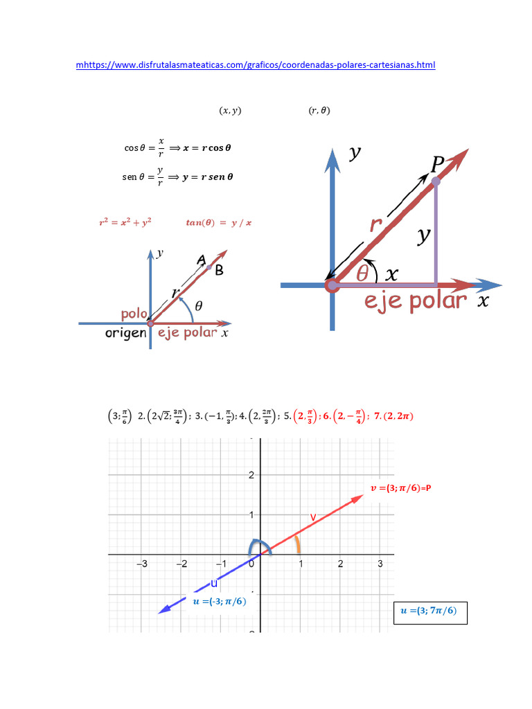 Conversión entre coordenadas polares y cartesianas | PDF | Geometría ...