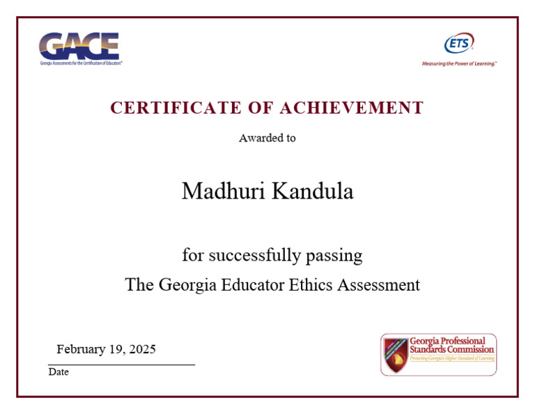 Georgia Certificate | PDF