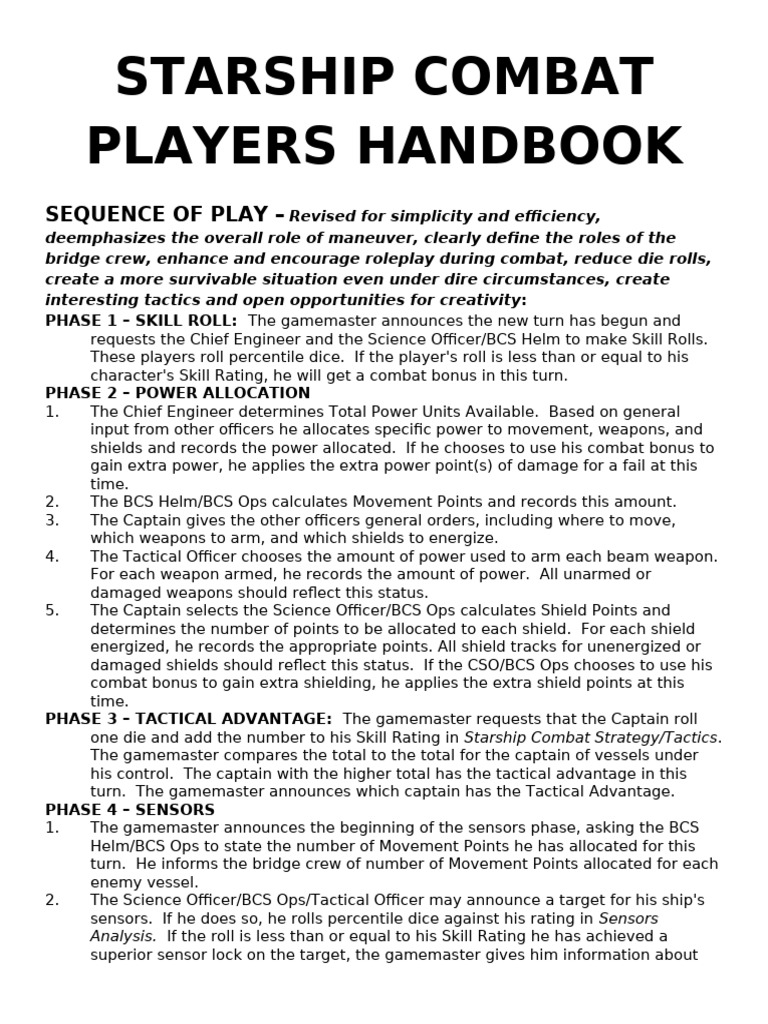 Starship Combat Players Handbook Guide | PDF | Ships | Torpedo