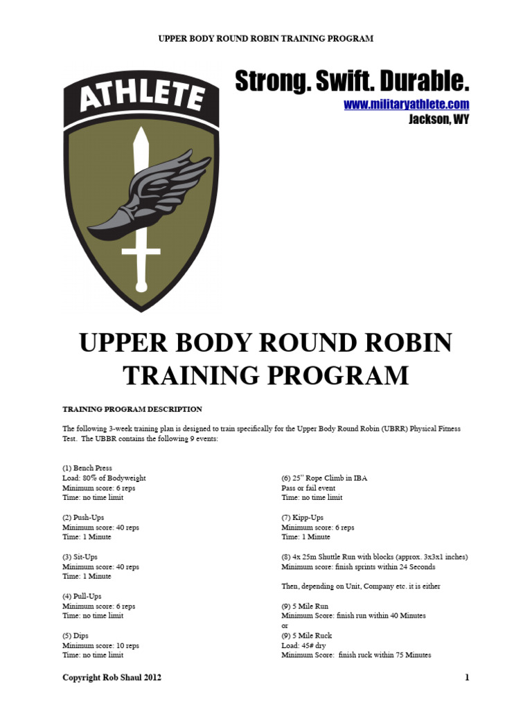 Upper Body Round Robin Training Plan | PDF | Strength Training ...