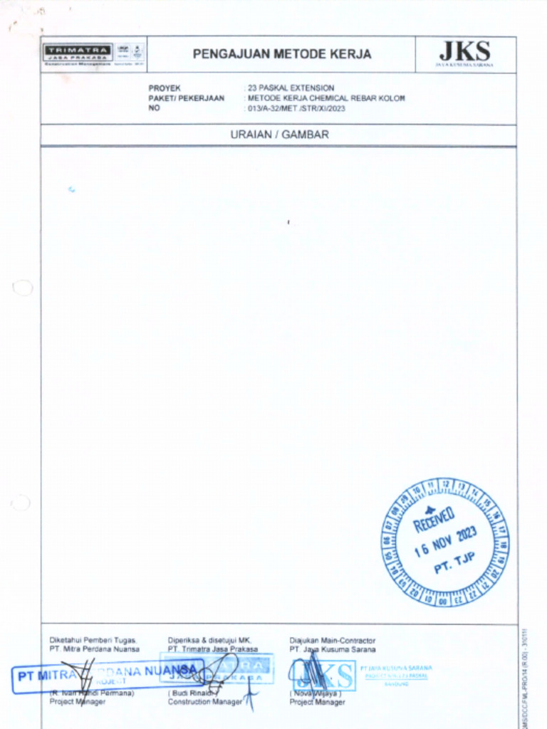 Metode Kerja Chemical Rebar Kolom | PDF