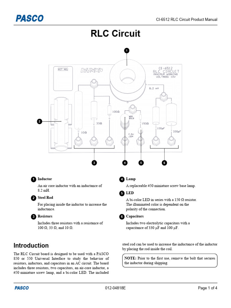 CI 6512 RLC Circuit Manual | PDF | Electrical Network | Inductor