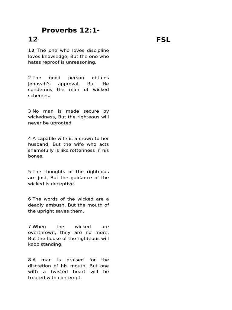 Proverbs 12 1-12 | PDF