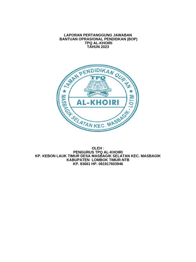 Laporan BOP TPQ Al-Khoiri 2023 | PDF