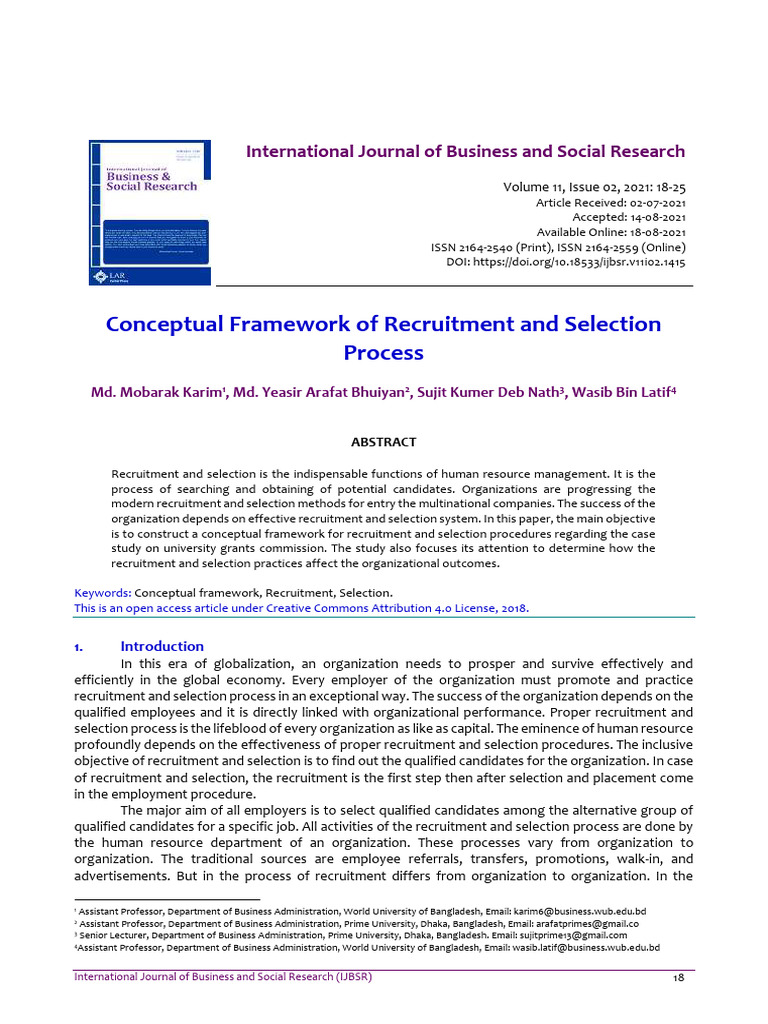 Recruitment and Selection Framework Analysis | PDF | Recruitment ...