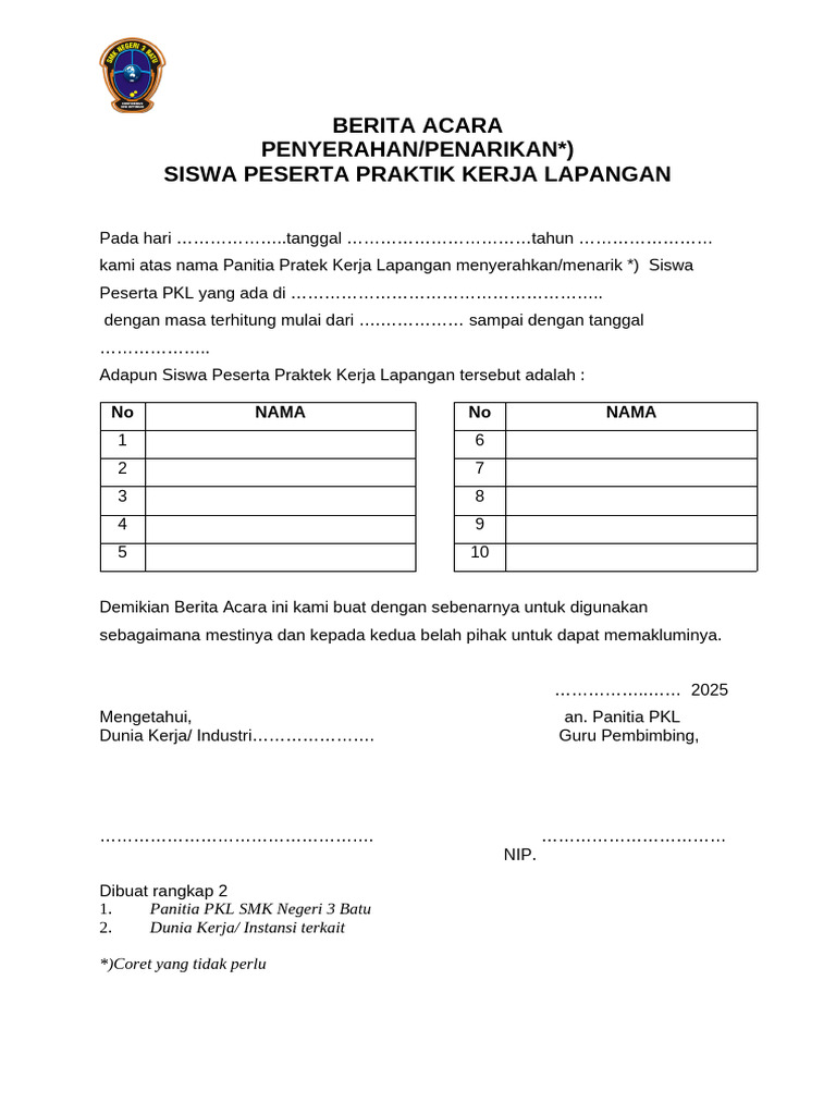 Laporan Monitoring PKL SMK 2025 | PDF