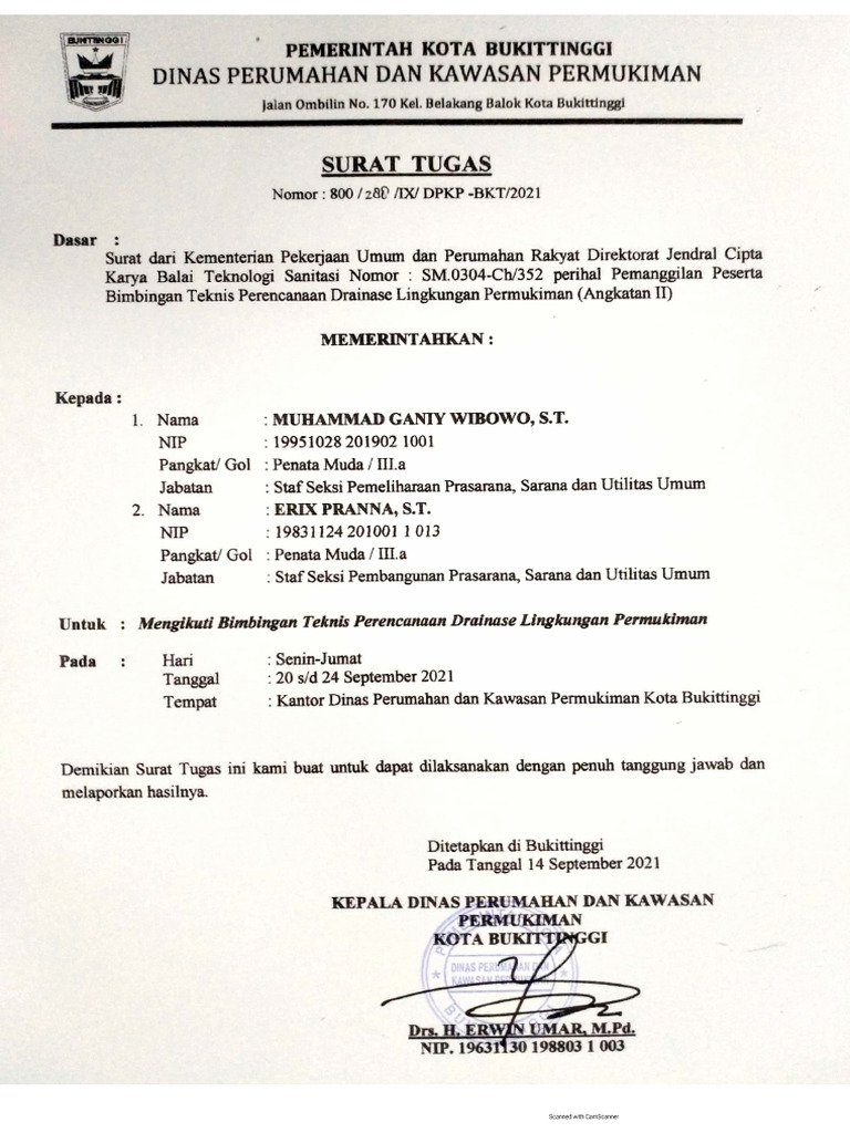 Surat Tugas Bimtek | PDF