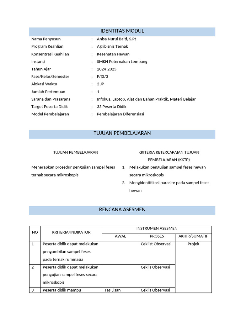 Pengujian Feses Sapi untuk Parasit | PDF