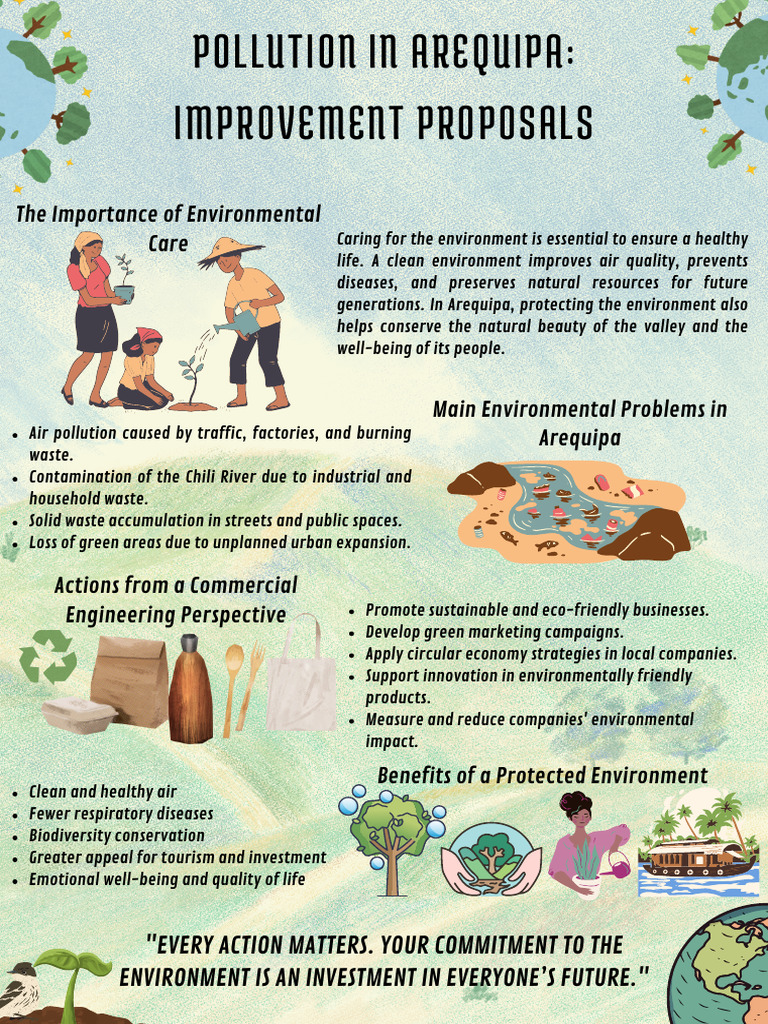 Green and Blue Illustrated Watercolor Earth Day Proposal Cover A4 ...