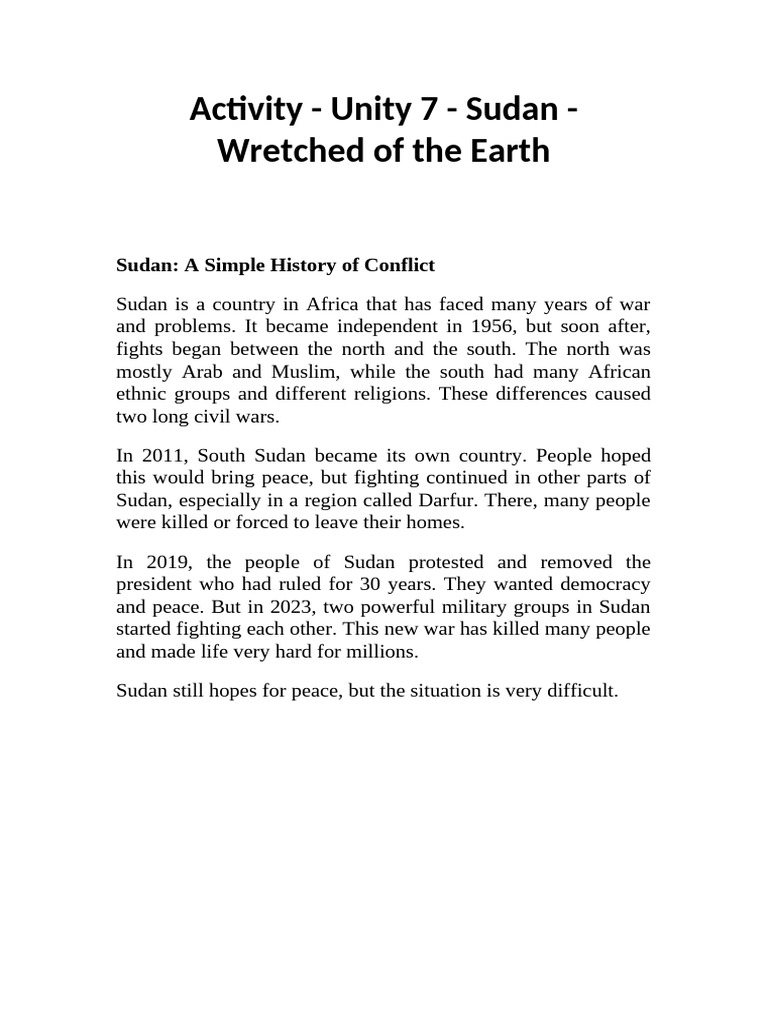 Sudan's Ongoing Conflict History | PDF