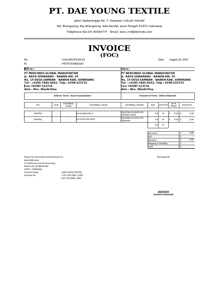 Inv MGM Sample Foc 2163 | PDF