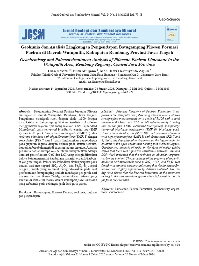 Analisis Lingkungan Pengendapan Batugamping Pliosen Formasi | PDF | Sains & Matematika ...