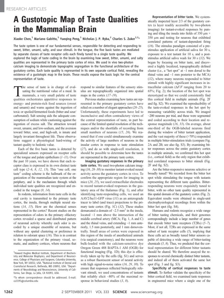A Gustotopic Map of Taste Quality | PDF | Taste | Umami