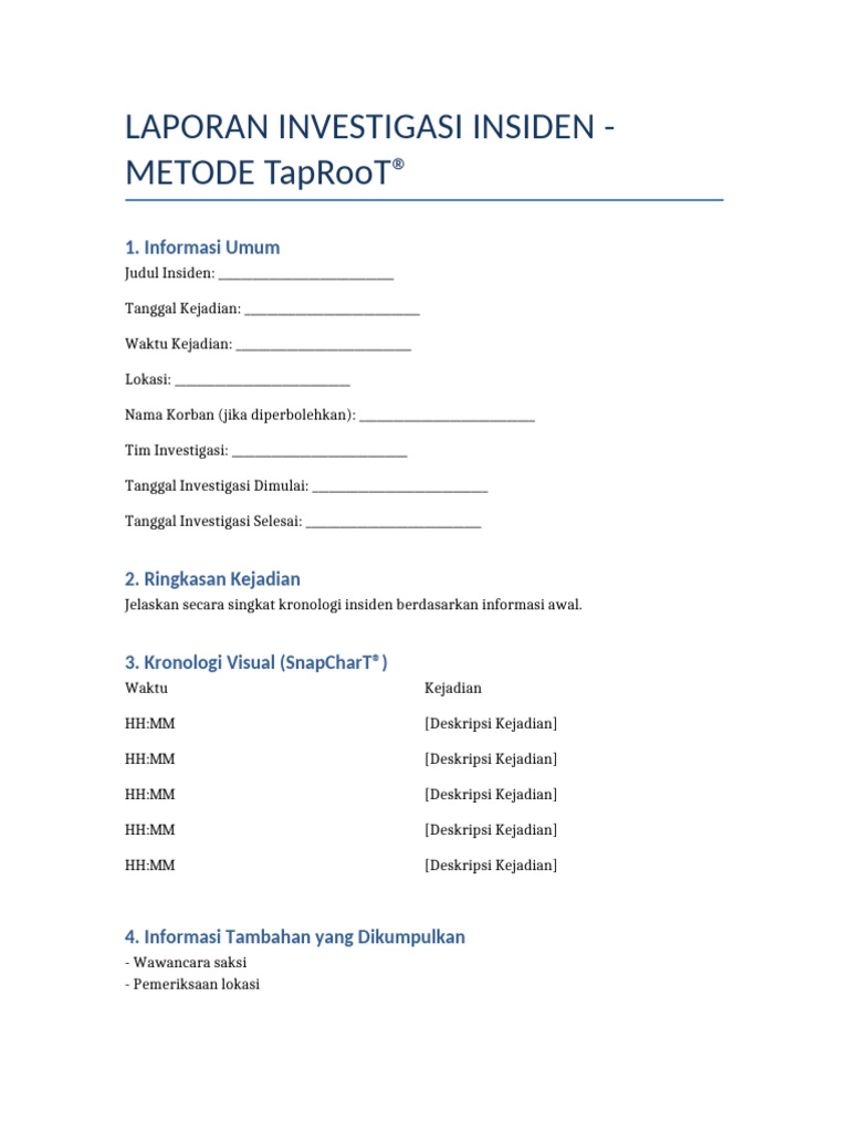 Template Laporan TapRoot Baru | PDF