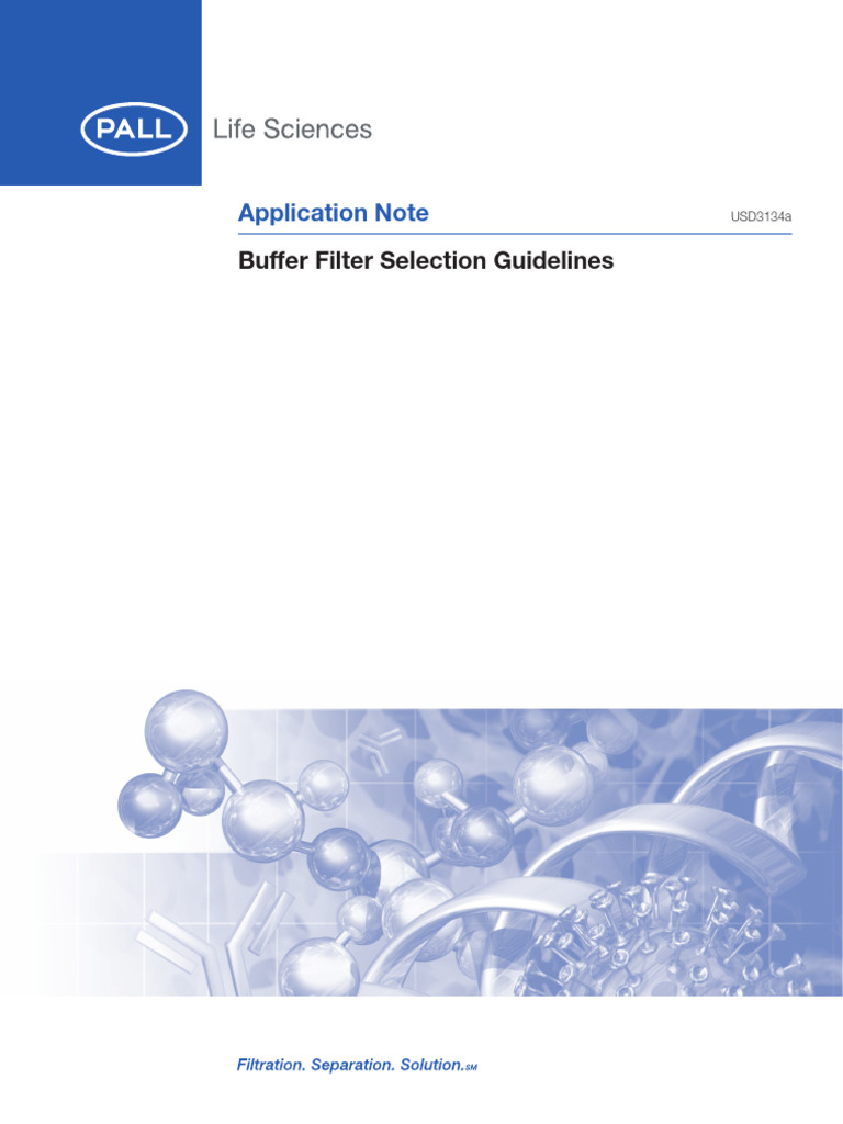 USD3134a Buffer Filter Selection Guide（基本参数表） | PDF | Filtration | Total Organic Carbon