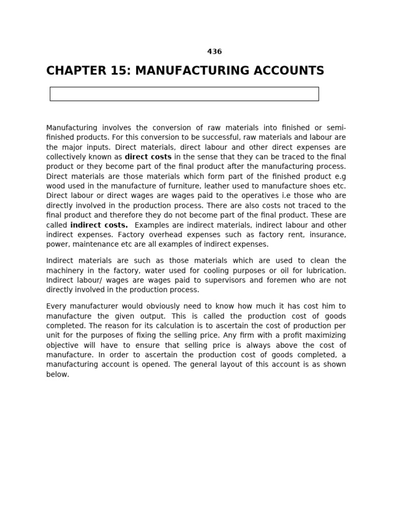 Chapter 15 Manufacturing Accounts | PDF | Cost Of Goods Sold | Book Value