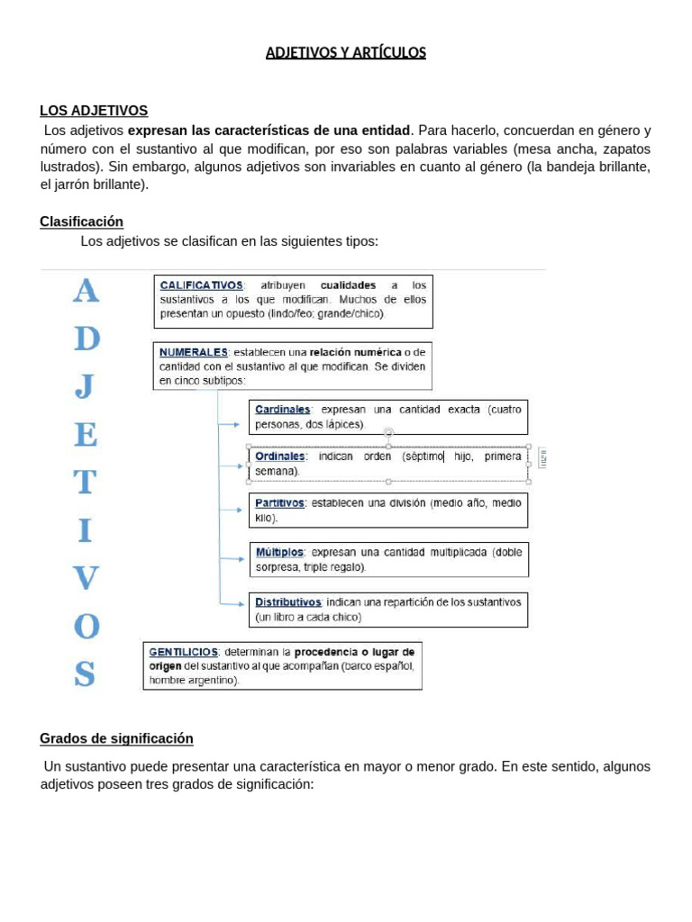 Adjetivos y Artículos | PDF | Adjetivo | Sustantivo