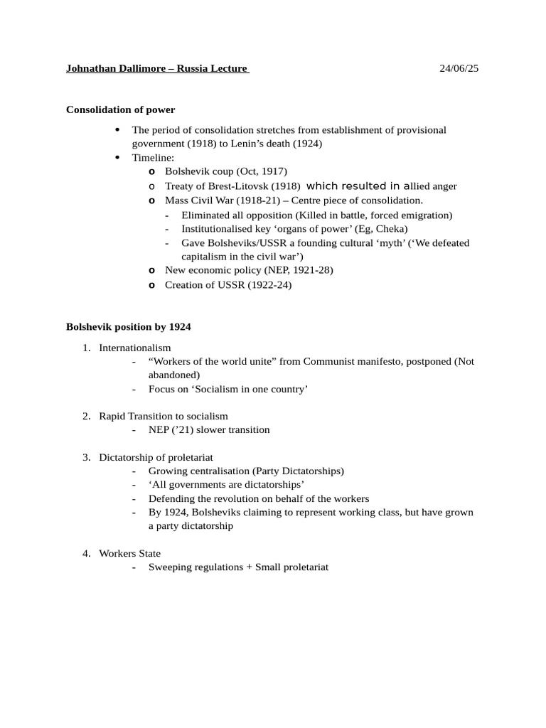 Dallimore Lecture On Russia | PDF | Joseph Stalin | Gulag