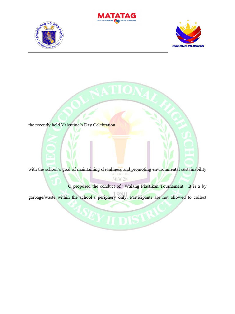 Walang Plastikan Tournament Proposal | PDF