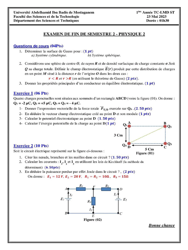 Examen8 Physique 2 | PDF