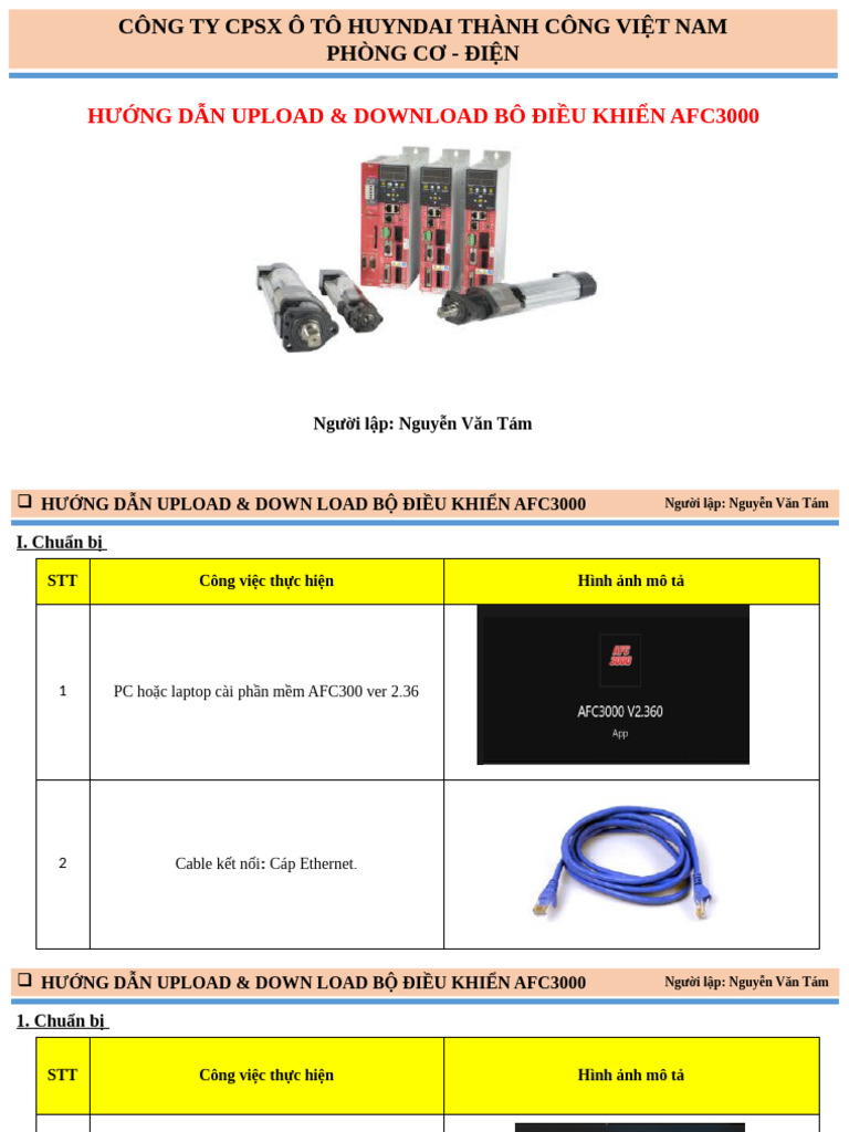 Hướng Dẫn Upload & Dowload Bộ Điều Khiển AFC3000 | PDF