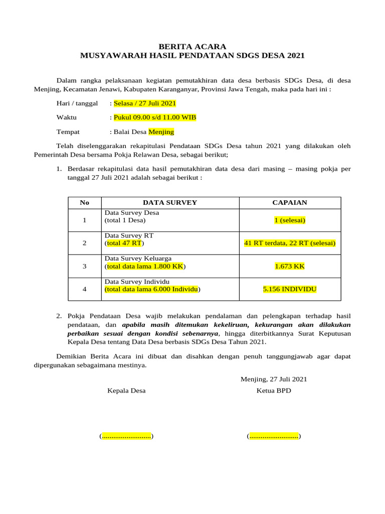 Ba SDGS Kec. Jenawi 2021 | PDF