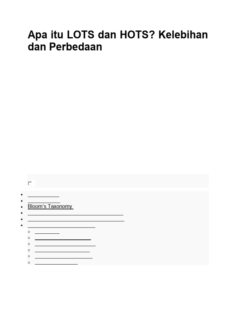 Perbandingan LOTS dan HOTS dalam Pendidikan | PDF