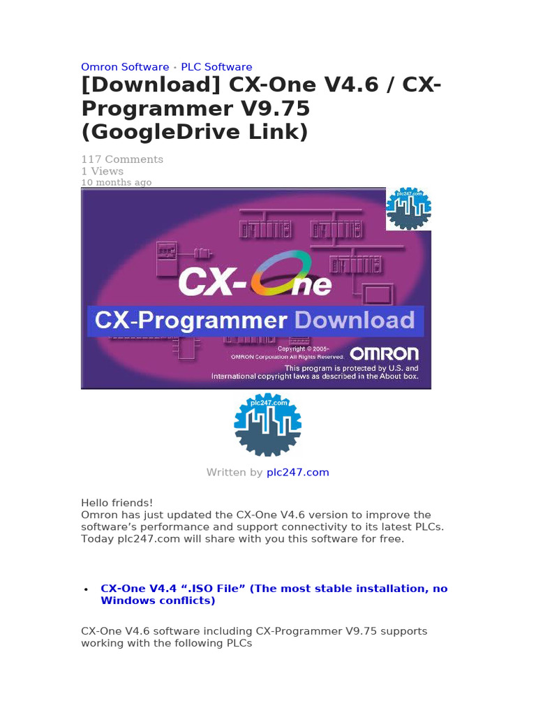 CX-One V4.6 & CX-Programmer V9.75 Download | PDF