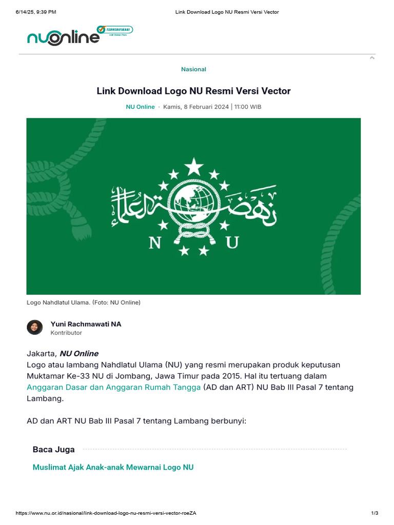 Link Download Logo NU Resmi Versi Vector | PDF