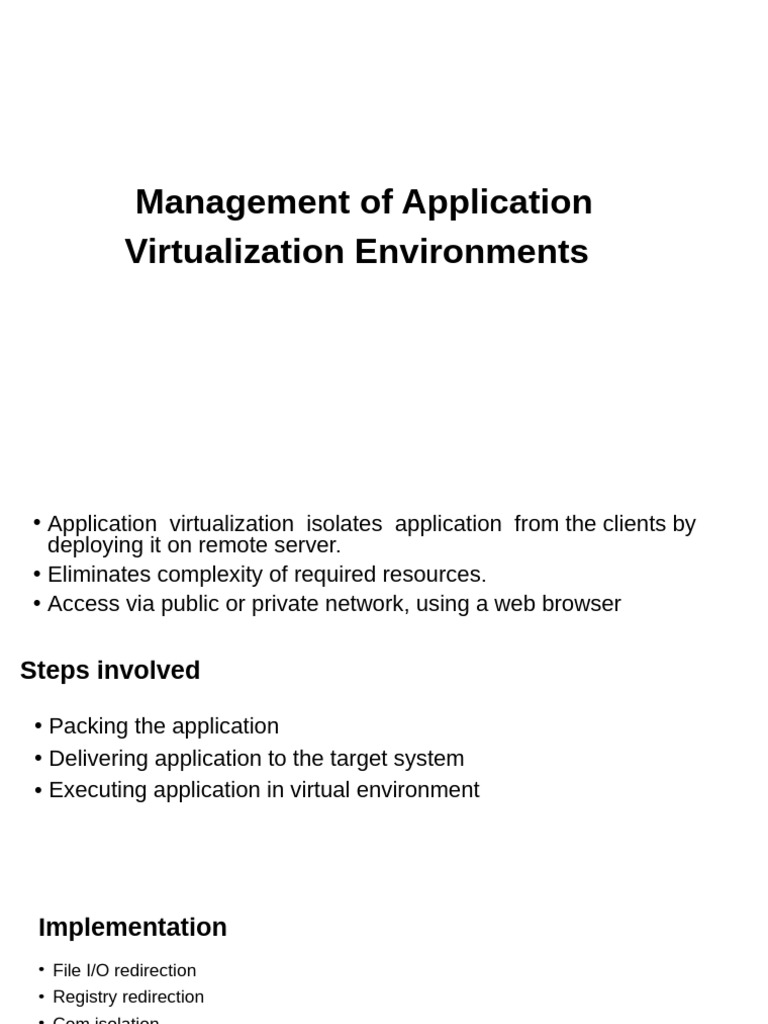 Management of Application Virtualization Environments | PDF ...