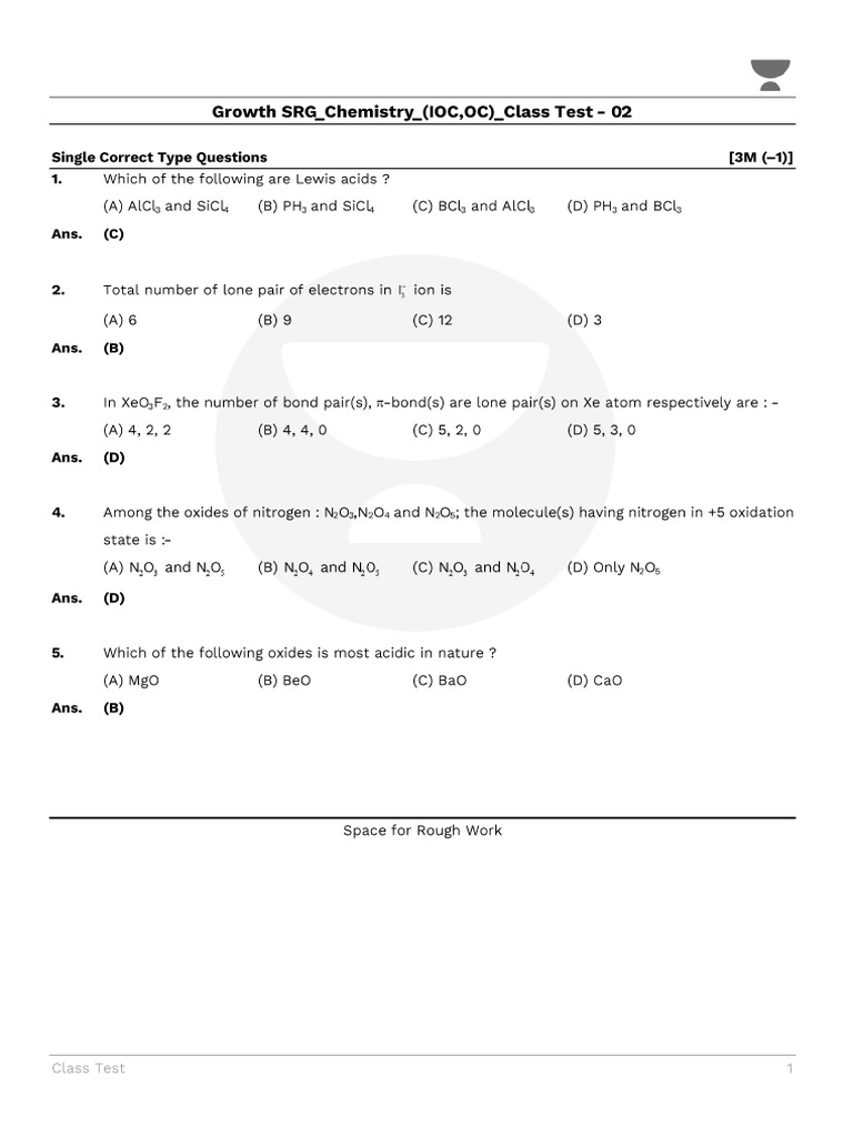Chemistry CT 02 Growth SRG - (19!06!2025) FC | PDF