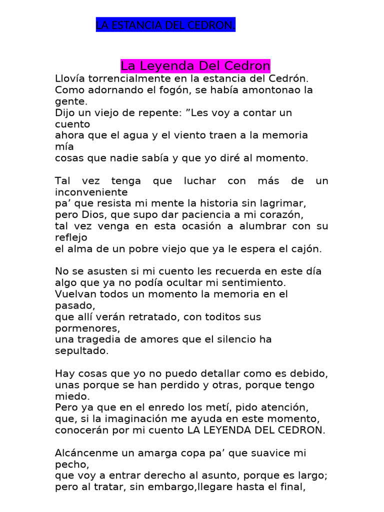 La Estancia Del Cedron | PDF