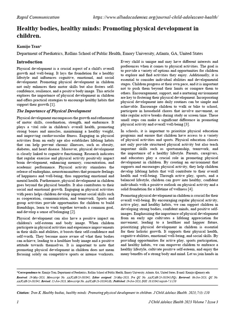 Promote Children's Physical Development | PDF | Physical Education ...