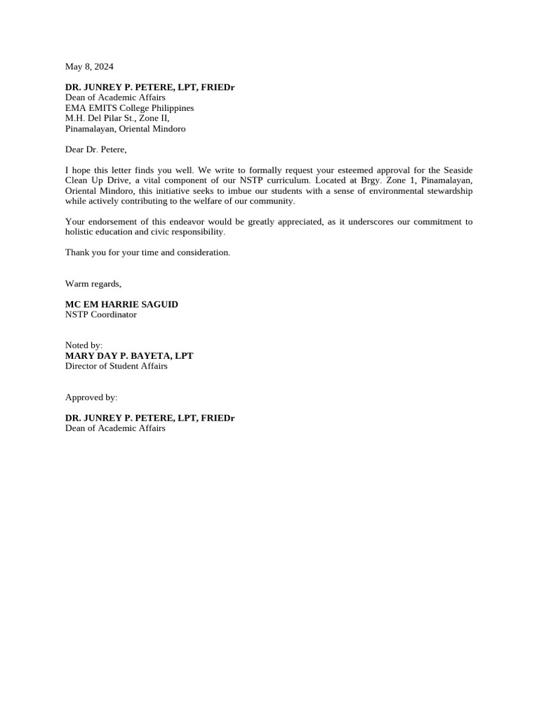 NSTP Request Letter | PDF